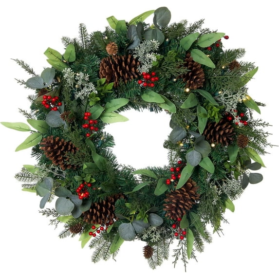 30 Inch Artificial Christmas Wreath Christmas Woods. Battery Powered ...