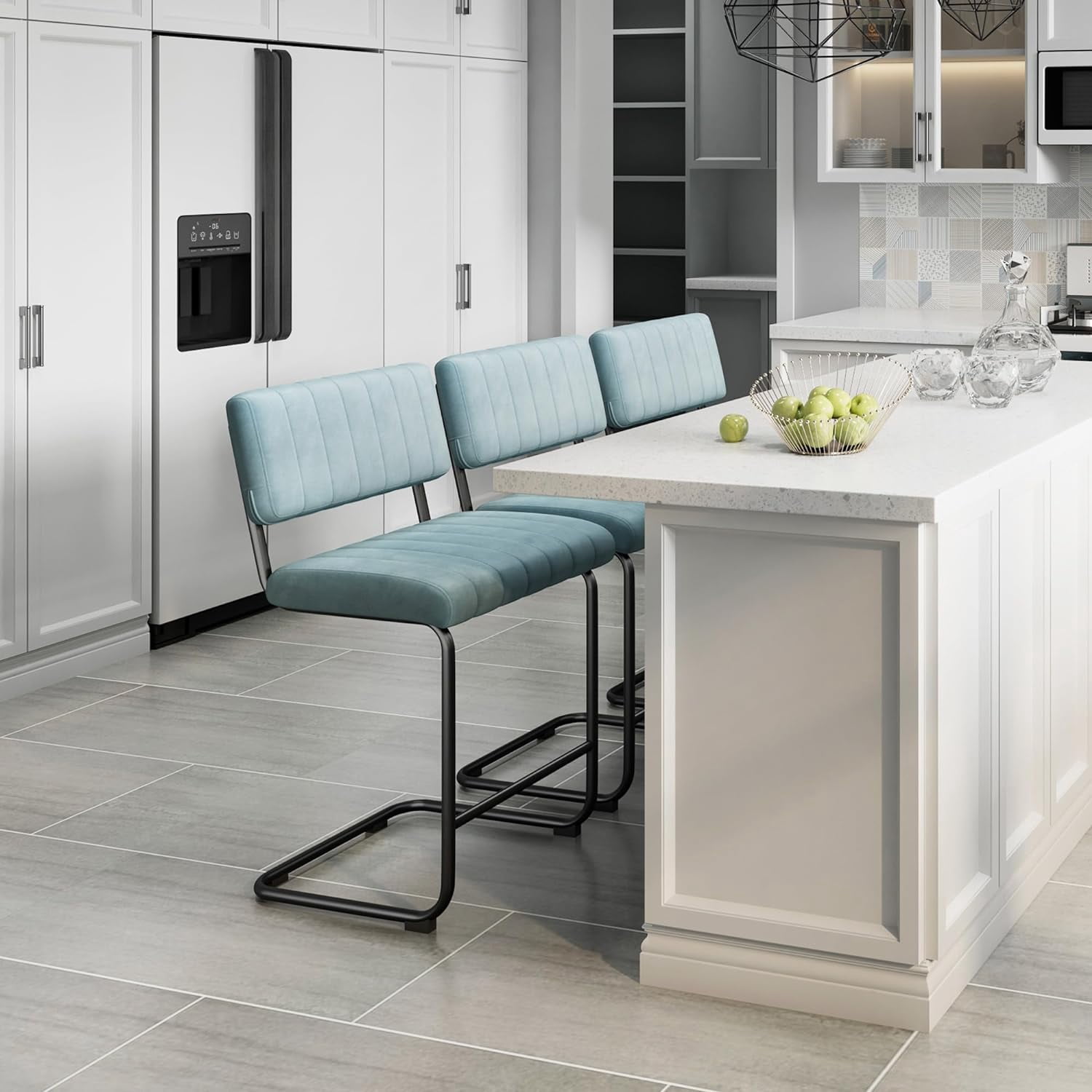 30 Inch Bar Stools Cantilever Counter Height Barstools Upholstered Mid ...