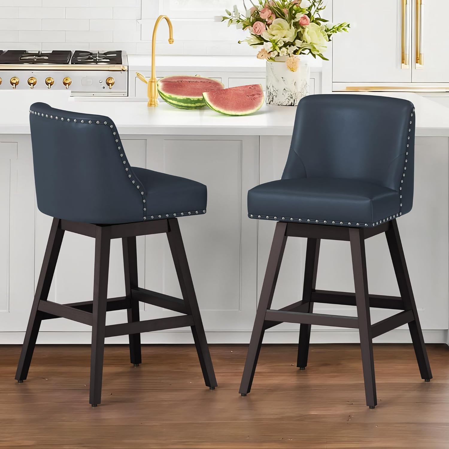 Dycanpo 30''H Swivel Bar Stools Set of 2 with Back Faux Leather for ...