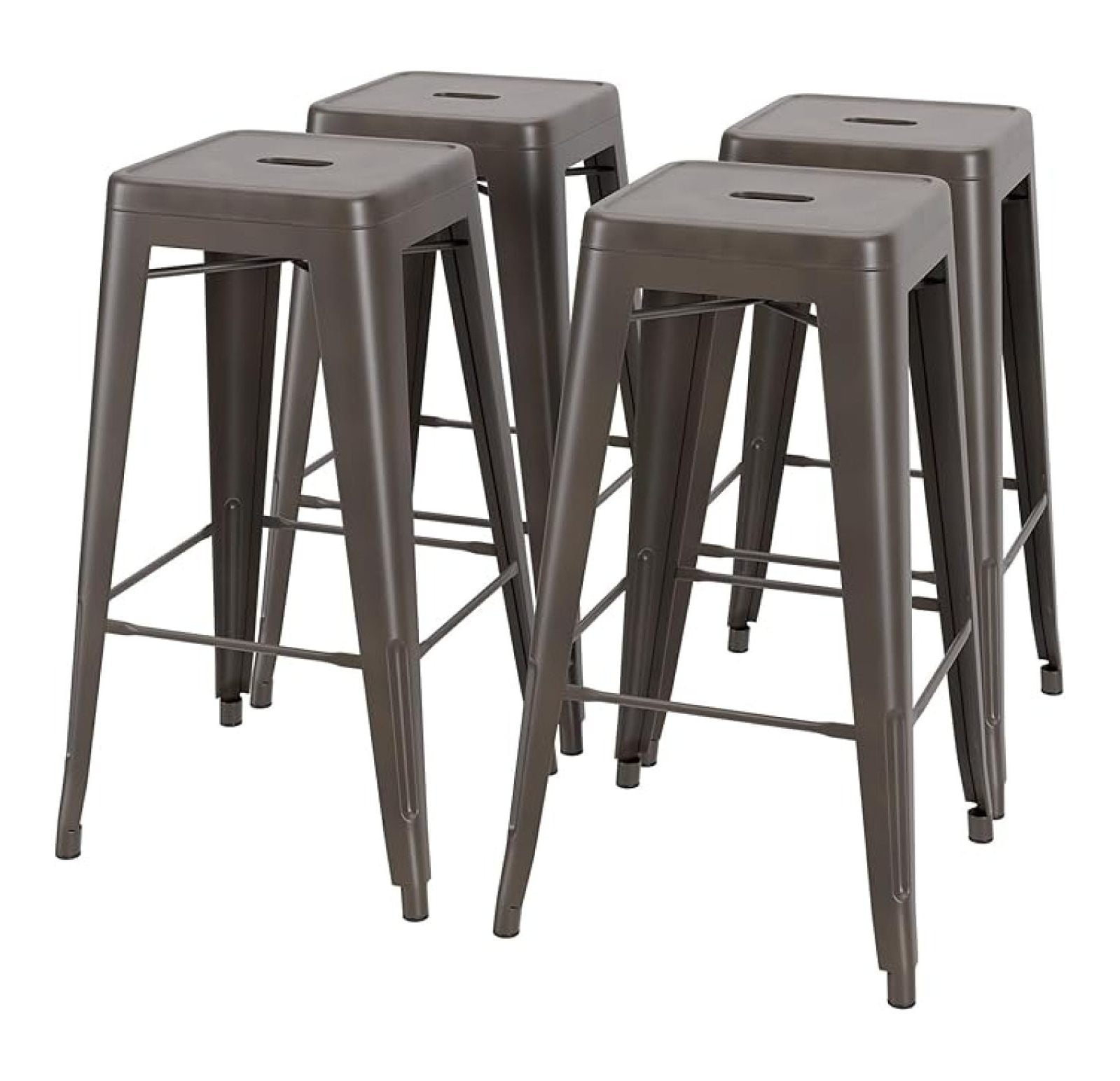 30 Inch Bar Stools Set of 4 - Stackable Metal Bar Stools Backless ...