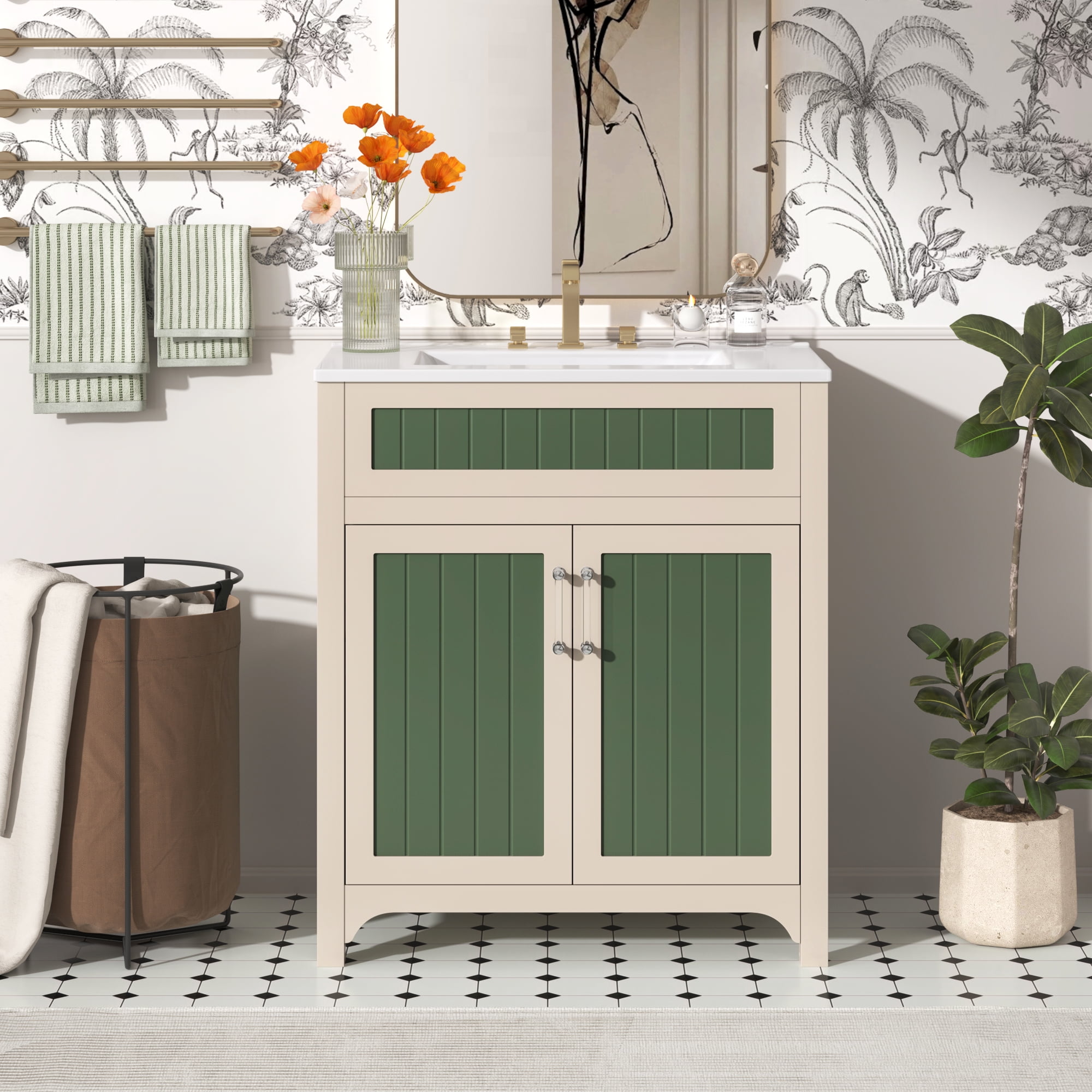 30 Inch Bathroom Vanities with Ceramic Sink Combo Undermount Bathroom ...