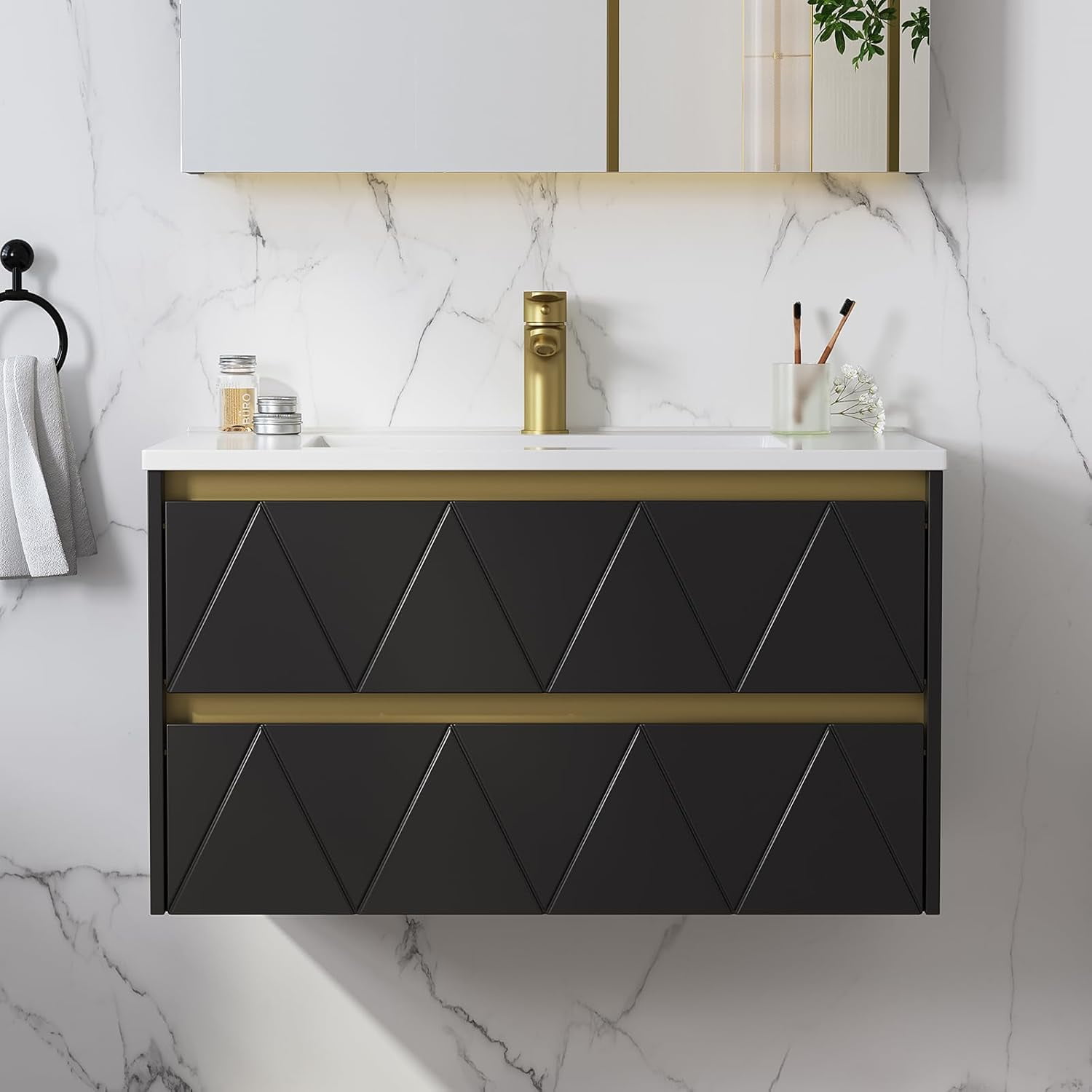 30 Inch Bathroom Vanity with Sink, Wall Mounted Floating Vanity with ...