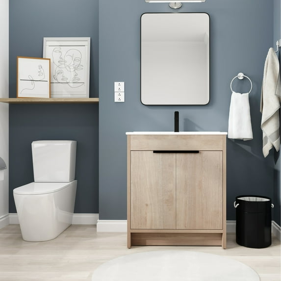 30 Inch Bathroom Vanity with Adjustable Shelf, Soft-Closing Door Hinges ...