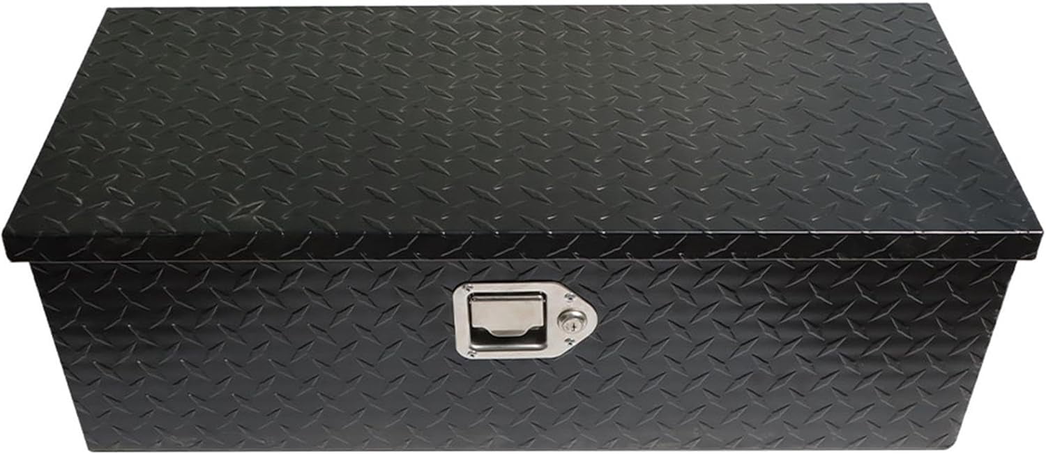 30-Inch Black Aluminum Tool Box with Lock and Key, G-Type Automatic ...