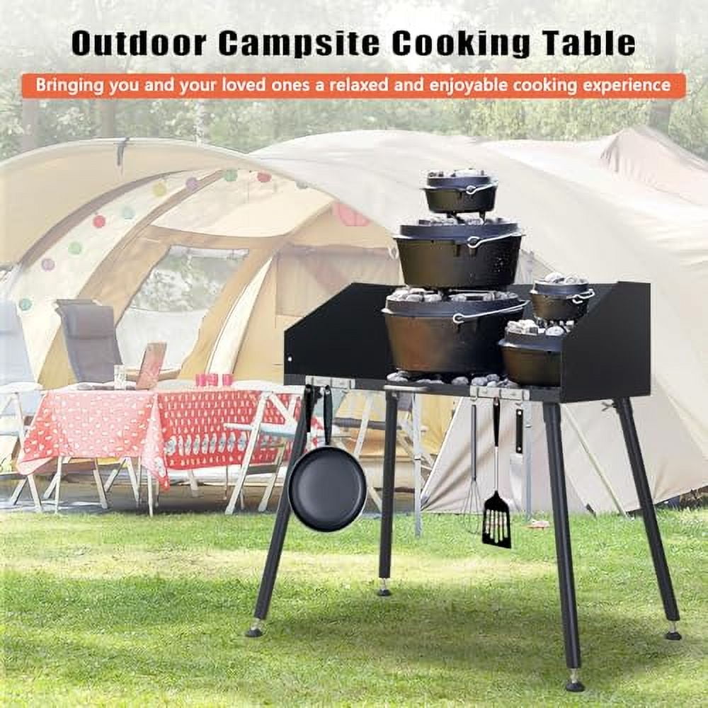 30 Inch Carbon Steel Outdoor Camp Cooking Table with Foldable Three ...