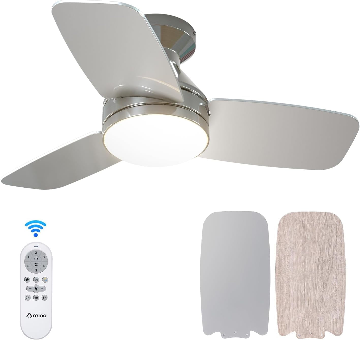 30 Inch Ceiling Fans with Lights, Low Profile Ceiling Fan with Light ...