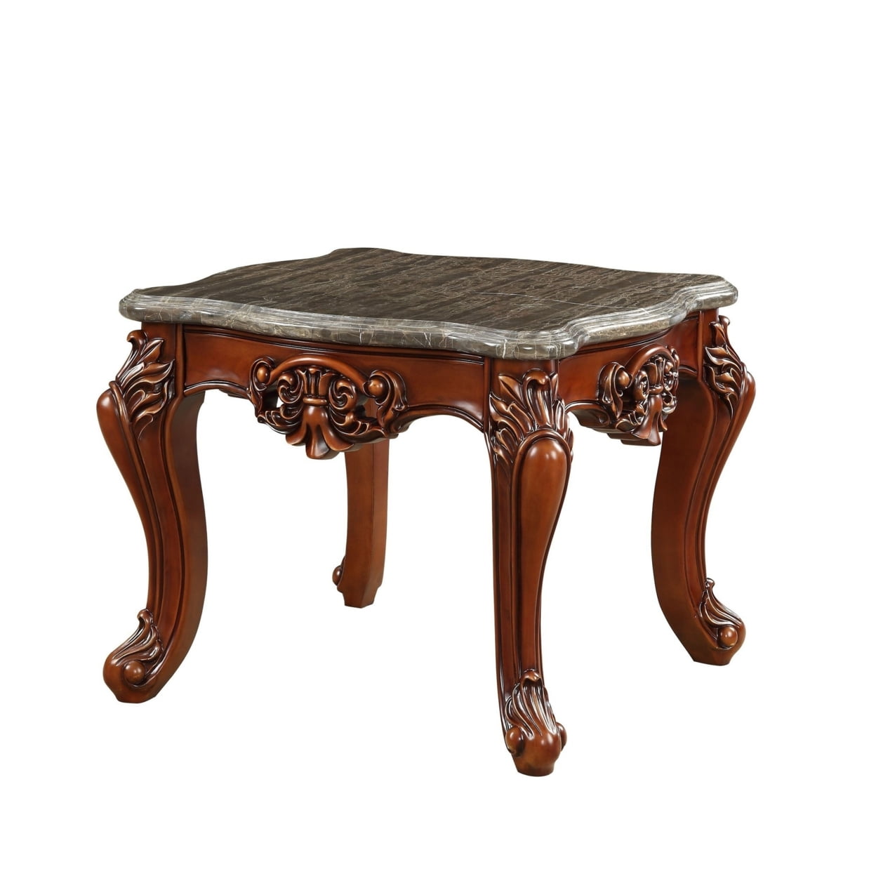 30 Inch Classic Square Marble Top End Table Cabriole Legs Gray Brown ...