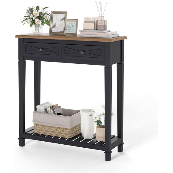30 Inch Console Table with Drawer and Bottom Shelf, Narrow Entryway ...