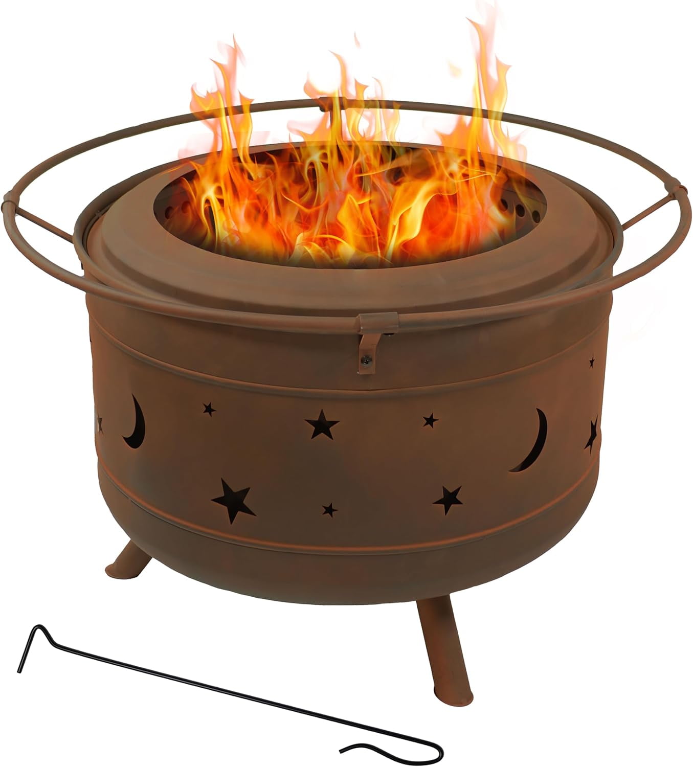 30-Inch Cosmic Smokeless Wood-Burning Fire Pit with Cover and Poker ...