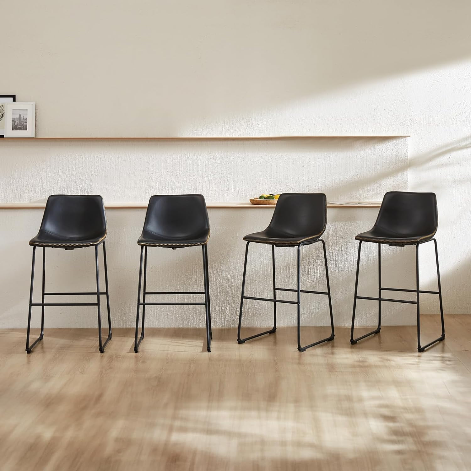 30 Inch Counter Height Bar Stools Set of 4, Modern Faux Leather High ...