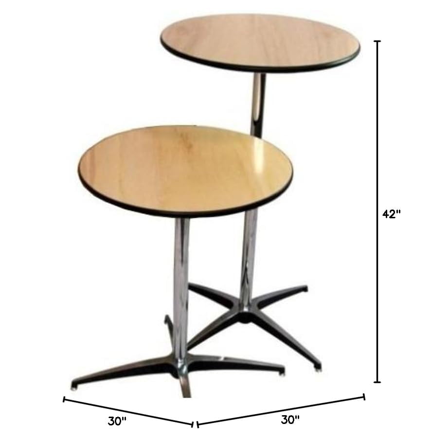 30 Inch Diameter Round Knockdown Wood Highboy Table with 30 and 42 Inch ...