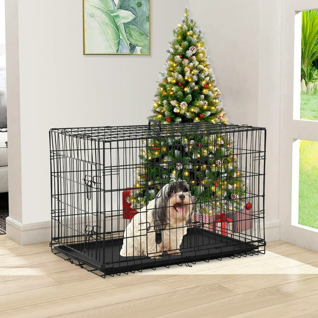 30 Inch Dog Crate for Small Dogs, Folding Metal Wire Crates Dog Kennels ...