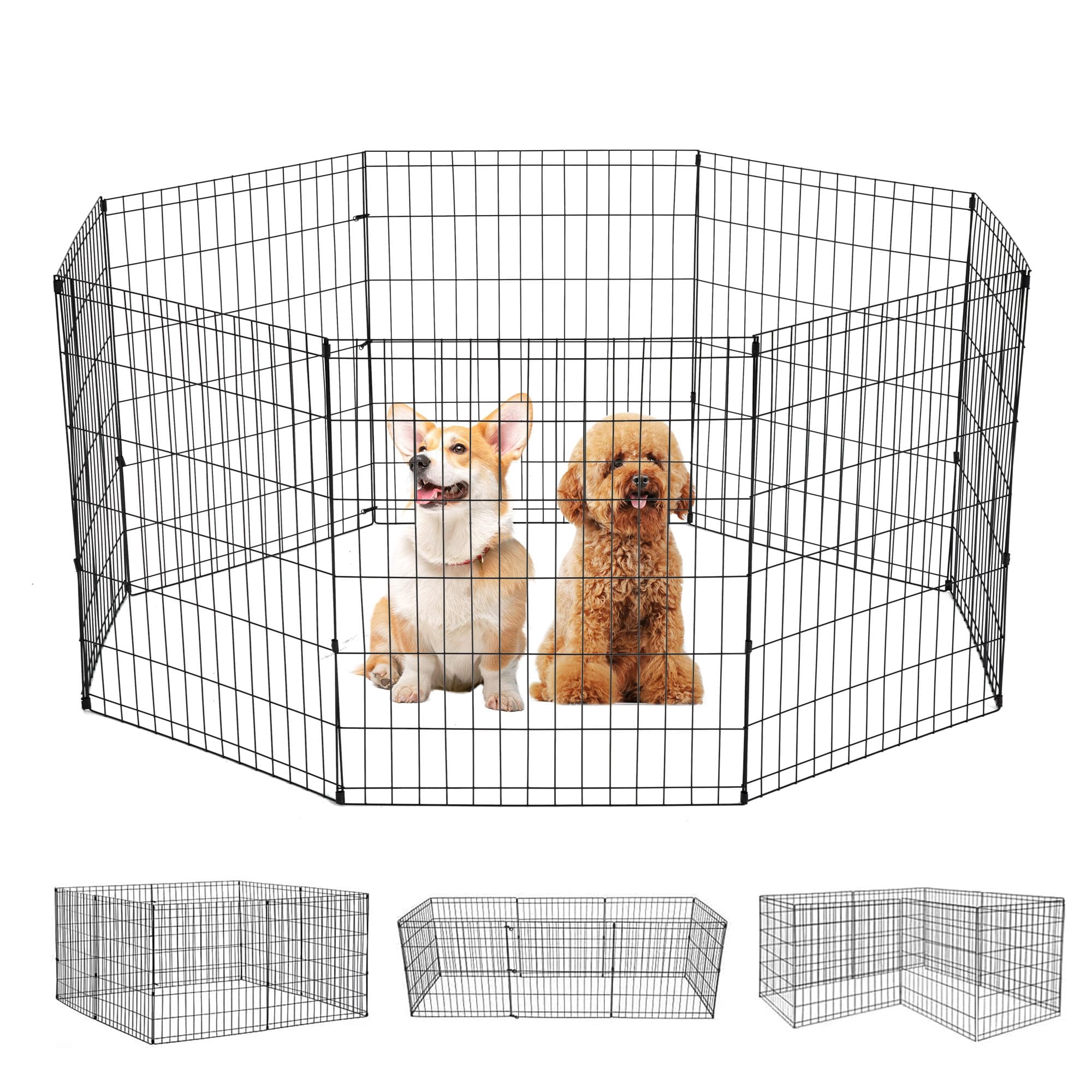 30 Inch Dog Pen 8 Panel Playpen Indoor Outdoor Metal Puppy Pet Fence ...