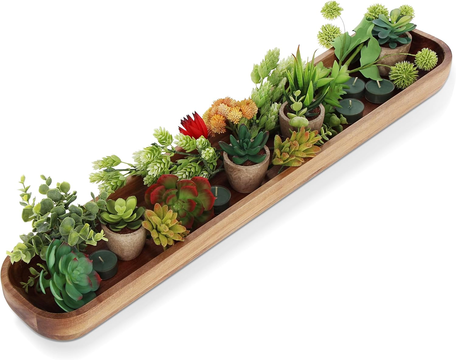 30 Inch Dough Bowl for Decor, Long Wooden Tray Baguette Trough, Acacia ...