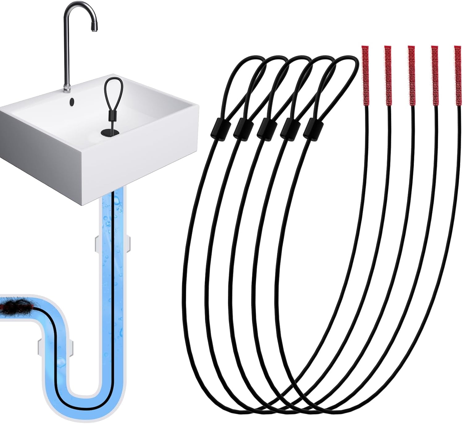 30-Inch Drain Snake Hair Drain Clog Remover, Anti-Break Metal Sink ...