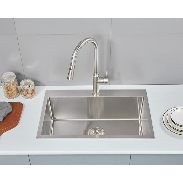30 Inch Drop In Kitchen Sink - 30x22 Stainless Steel Topmount Sink 16 ...
