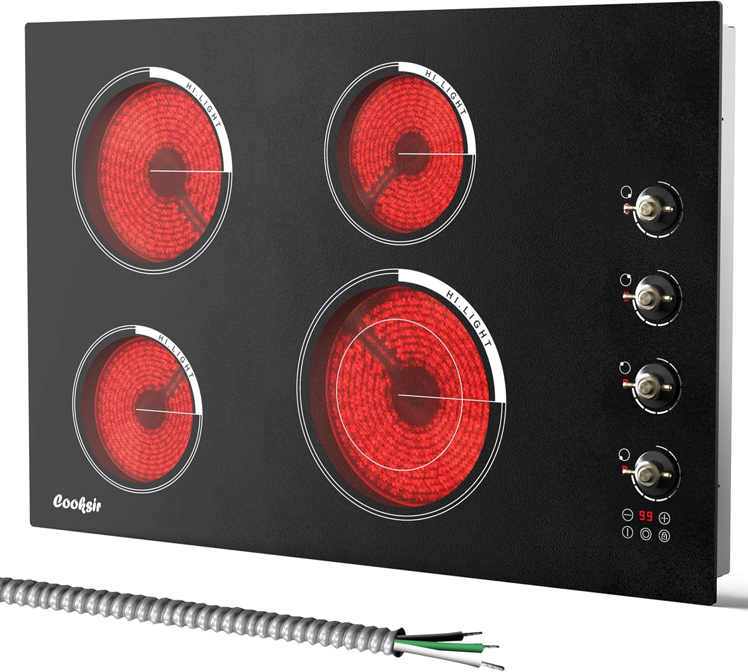 30 Inch Electric - 4 Burner Built-in(29.13"x19.3") Glass Ceramic Stove ...