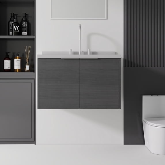 30 Inch Floating Bathroom Vanity with Sink, Soft-Close Door, 2-IN ...