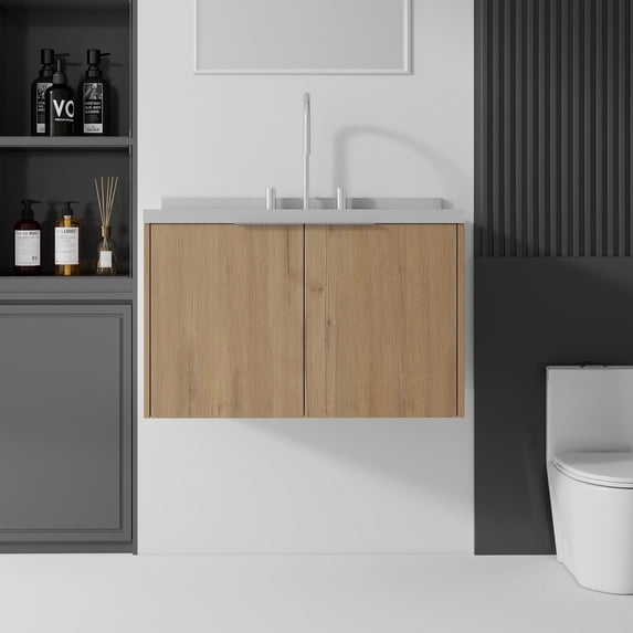 30 Inch Floating Bathroom Vanity with Sink, Soft-Close Door, 2-IN ...