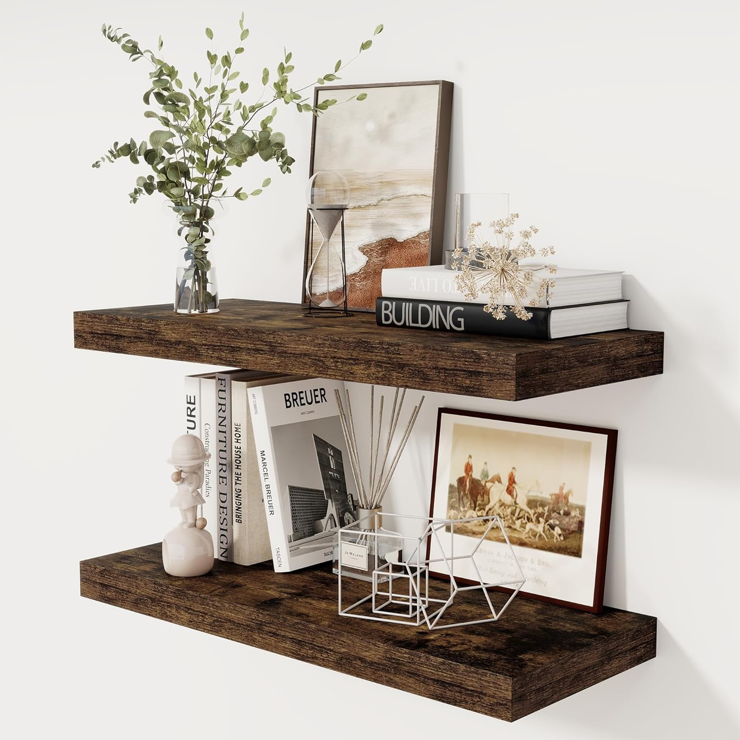 30 Inch Floating Shelves, 12 Inch Deep Floating Shelf for Wall, Rustic ...
