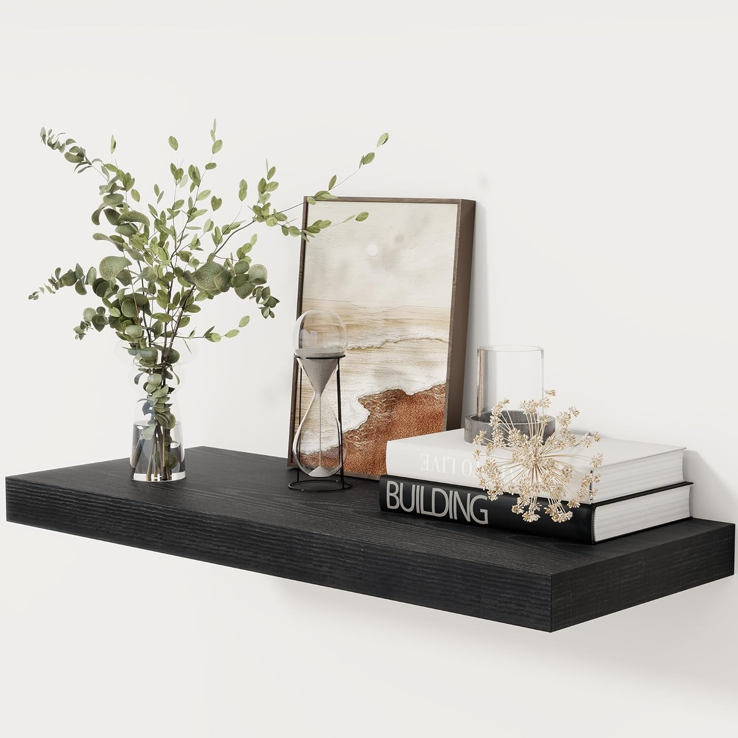 30 Inch Floating Shelves Black, 12 Inch Deep Floating Shelf for Books ...