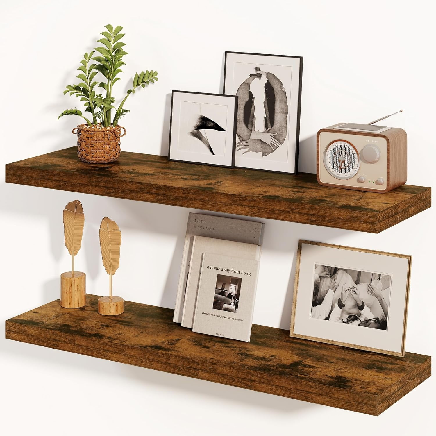 30 Inch Floating Shelves, Rustic Floating Wall Shelves 8 Inch Deep, 30 ...