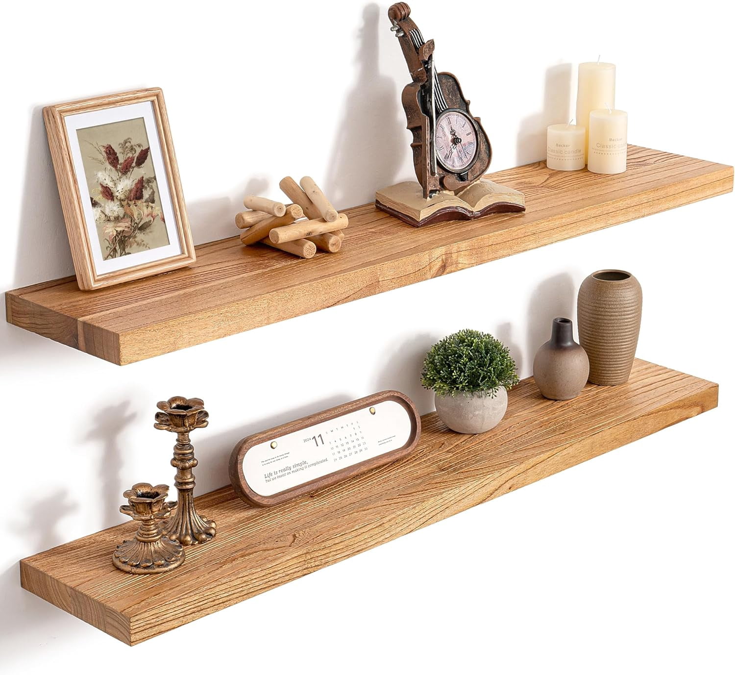 30 Inch Floating Shelves for Wall 8"D End Solid Hardwood Shelves for ...