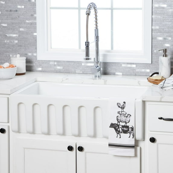 30 Inch Fluted Fireclay Reversible Apron Farmhouse Sink - Walmart.com