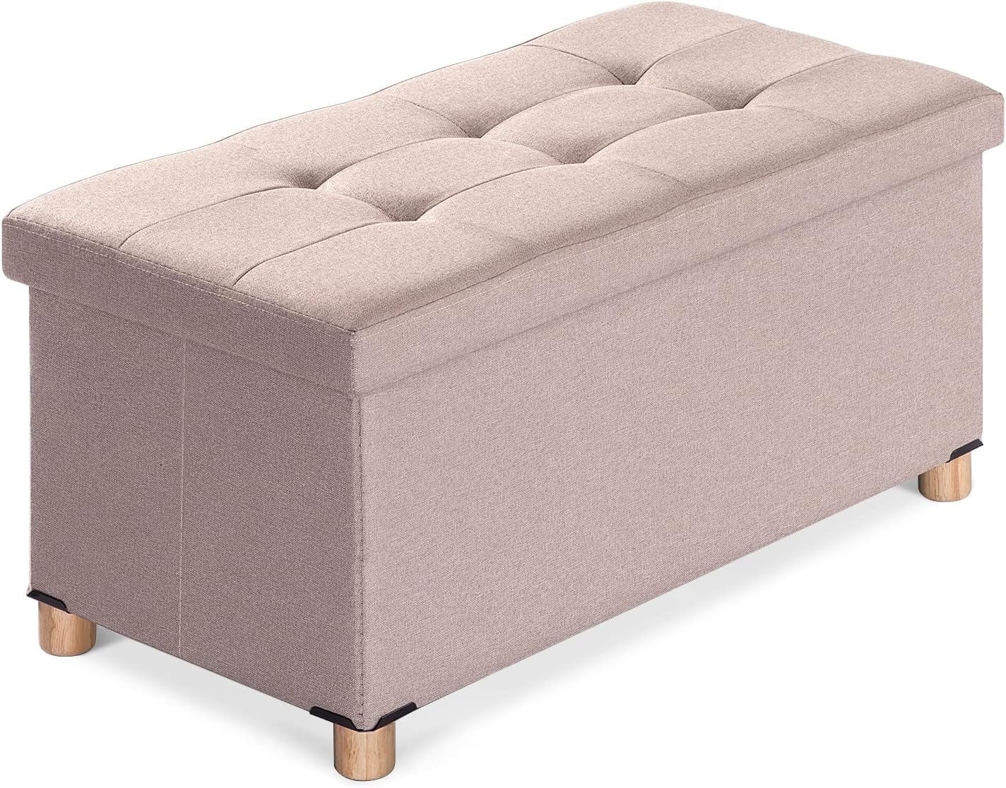 "30-Inch Folding Storage Ottoman Bench - Foot Rest with Legs for ...