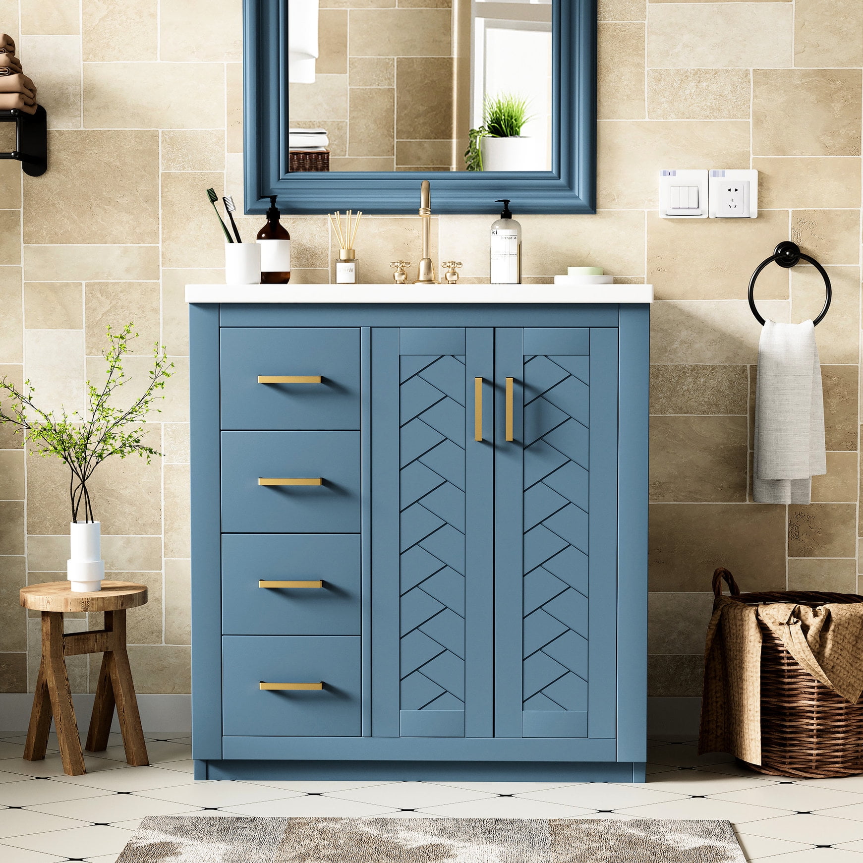 30-Inch Freestanding Bathroom Storage Cabinet with Sink | Convenient ...