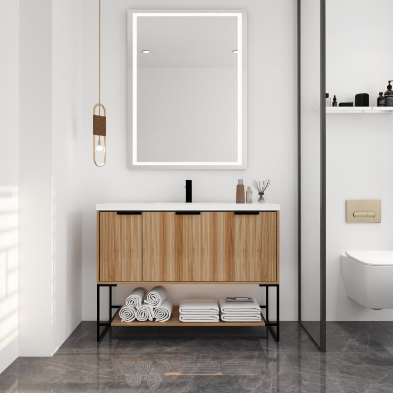 30 Inch Freestanding Bathroom Vanity With Resin Basin,30x18(With Black ...