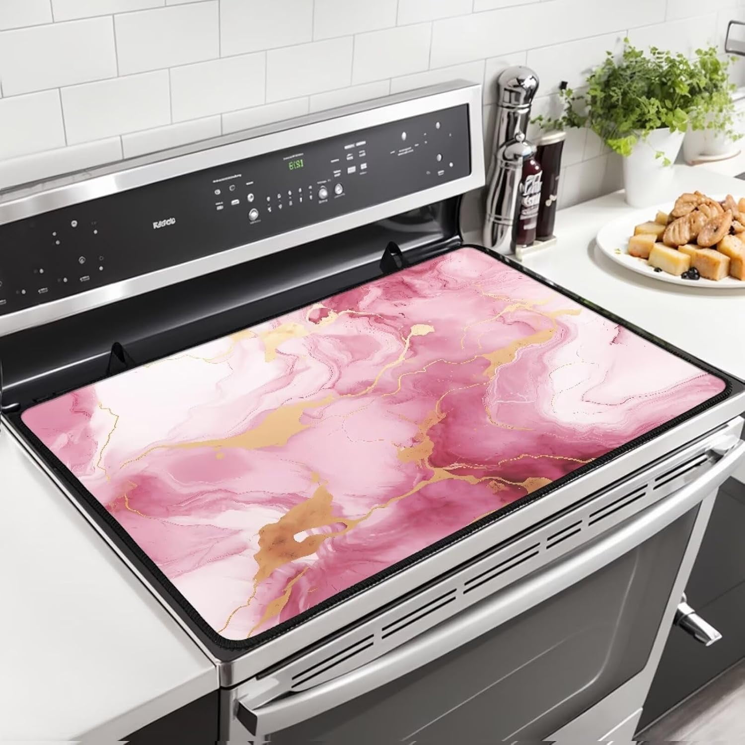 30 Inch Glass Cooktop Protector, Marbled Print Flat Top Stove Cover ...