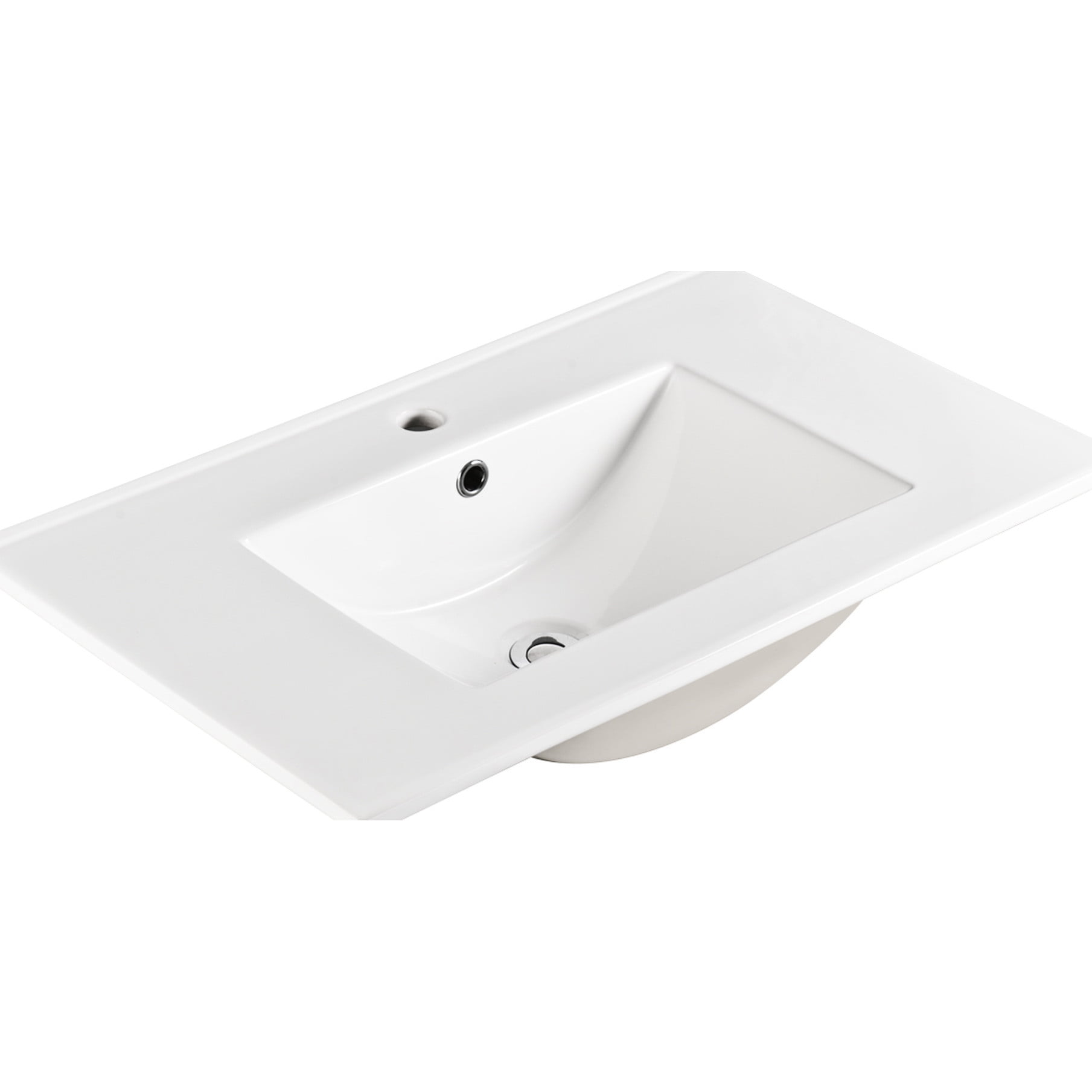 30 Inch Glossy White Ceramic Vanity Top / Pre - drilled for Faucet ...