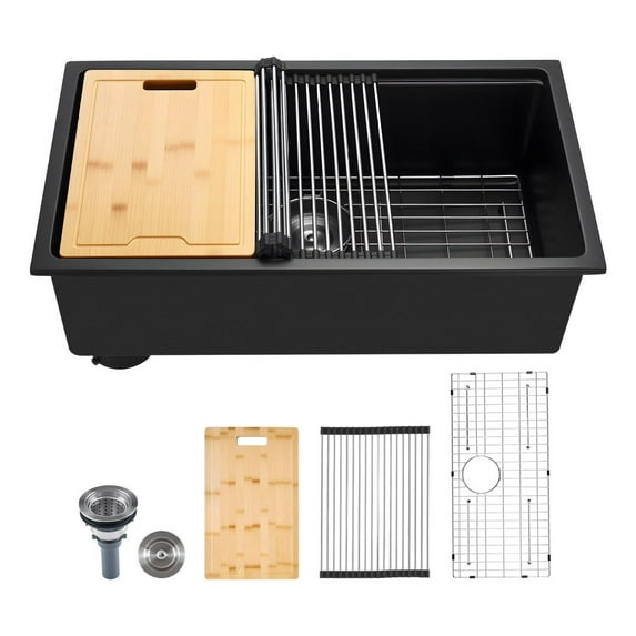 30 Inch Granite Kitchen Sink Undermount Single Bowl - Drop-In RV Bar ...