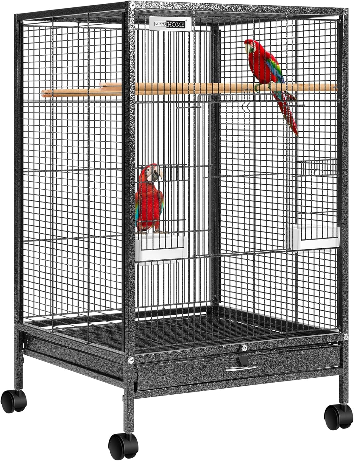 30 Inch Height Wrought Iron Bird Cage with Rolling Stand for Conures ...