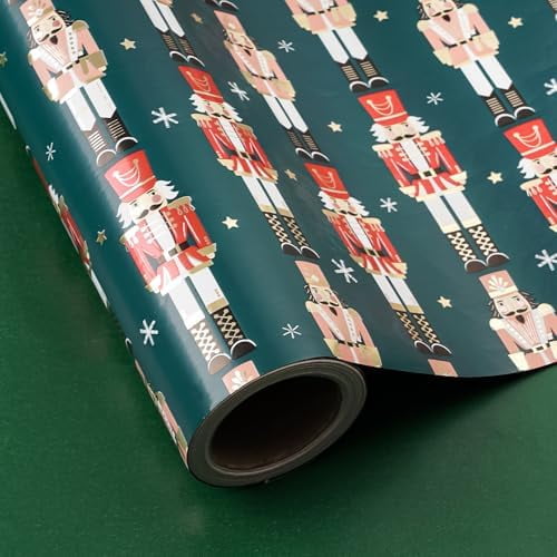 30 Inch Jumbo Reversible Nutcracker Christmas Wrapping Paper - 30 Inch ...