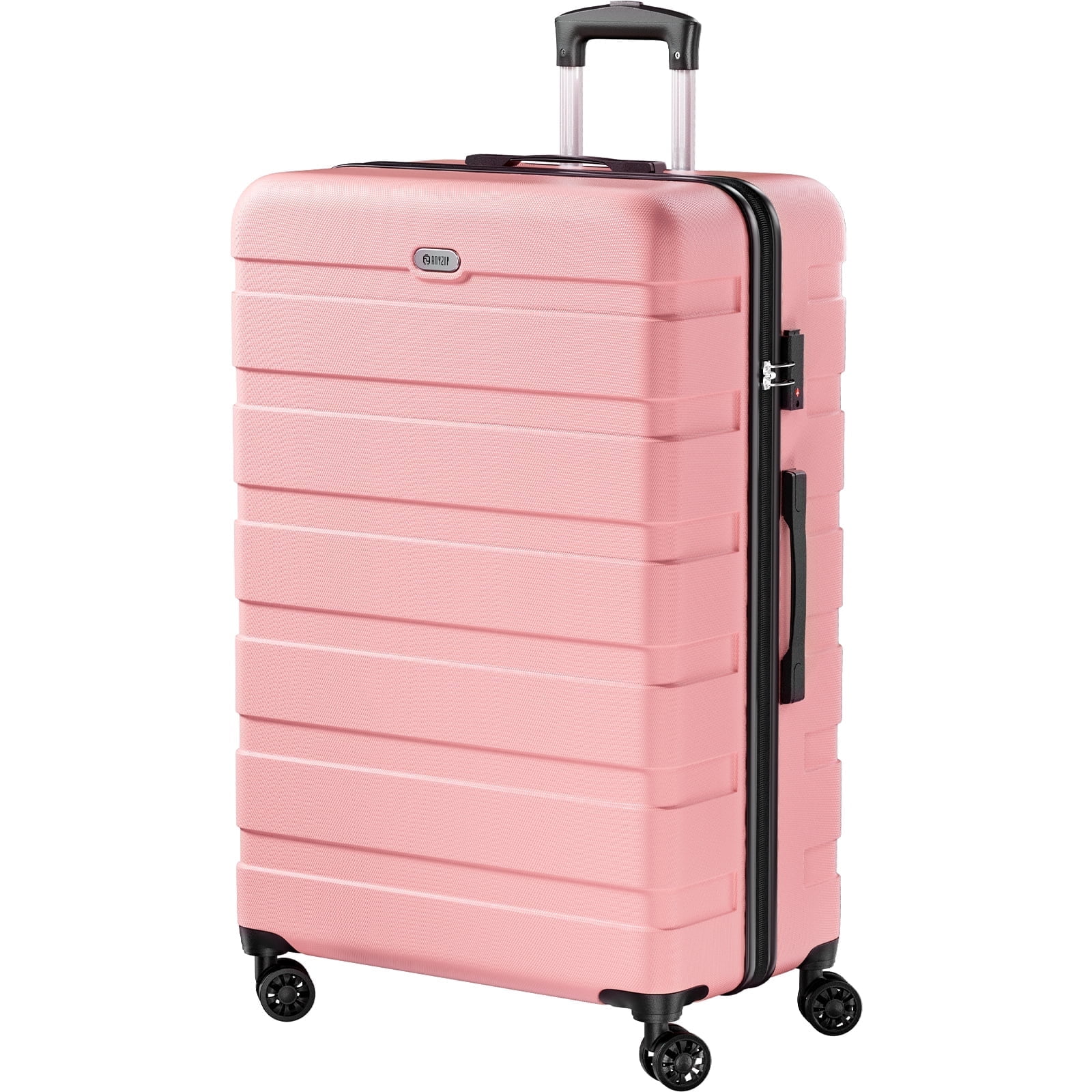 30 - Inch Large Checked Luggage Pink,Lightweight PC ABS Hardside with 4 ...