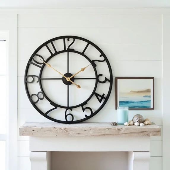 30 Inch Large Modern Decorative Wall Clock Metal Home Decor Clocks for ...