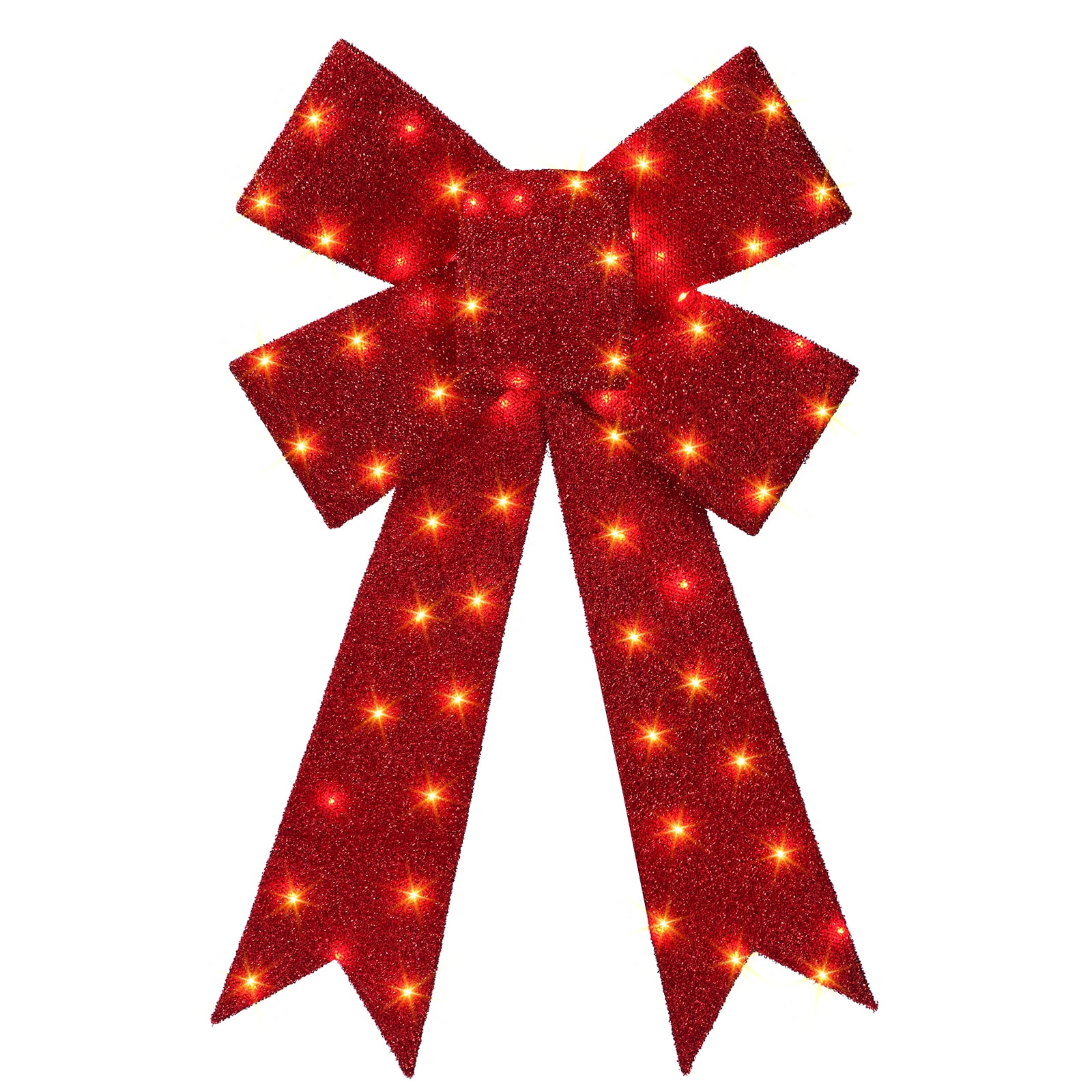 30 Inch Lighted Christmas Bow, 75 LED Pre-lit Outdoor Christmas Bow ...