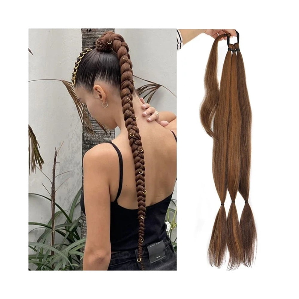 30 Inch Long Braided Ponytail with Elastic Band Synthetic DIY Braids ...