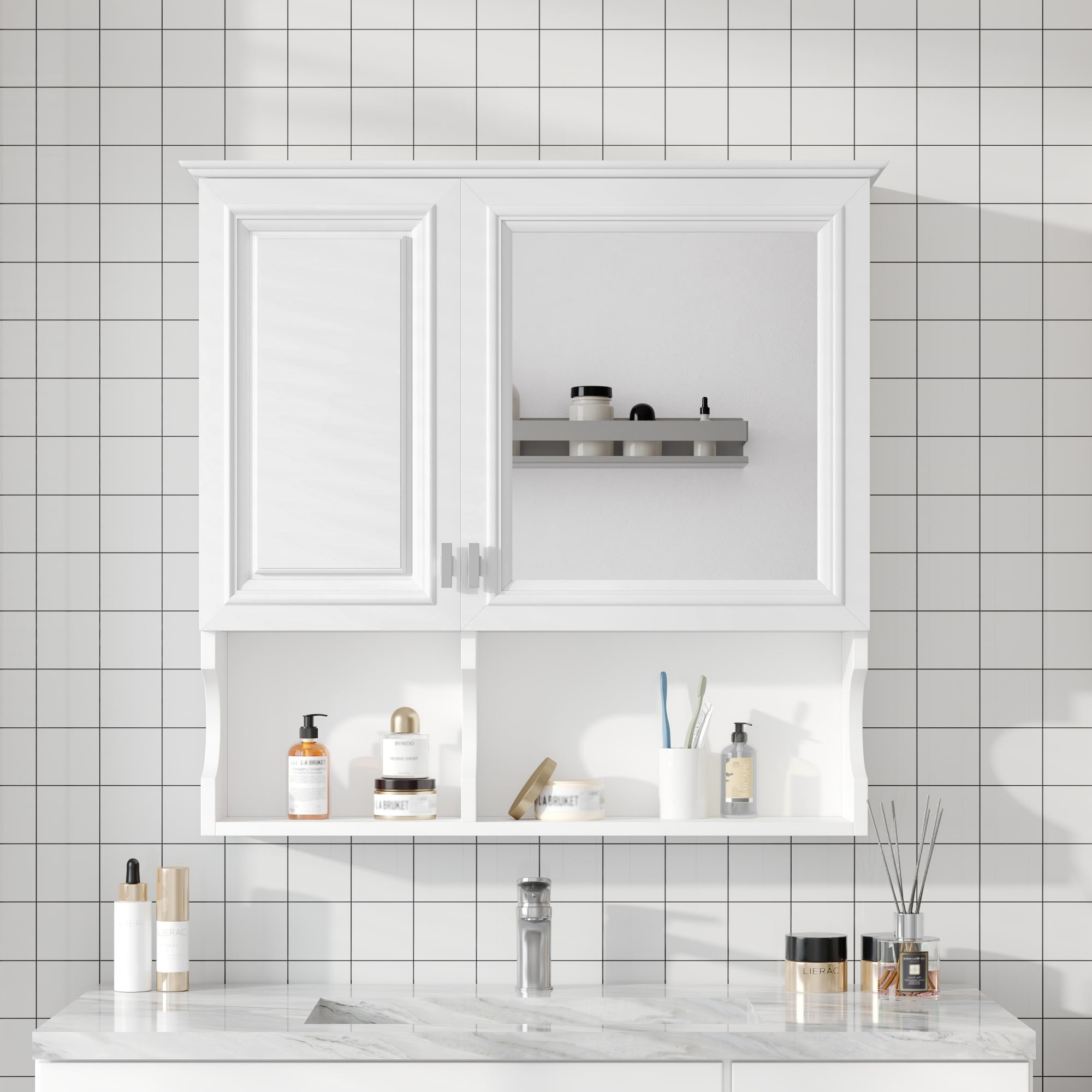 30 Inch Mirror Medicine Cabinet with Shelves - Wall Mounted Storage ...