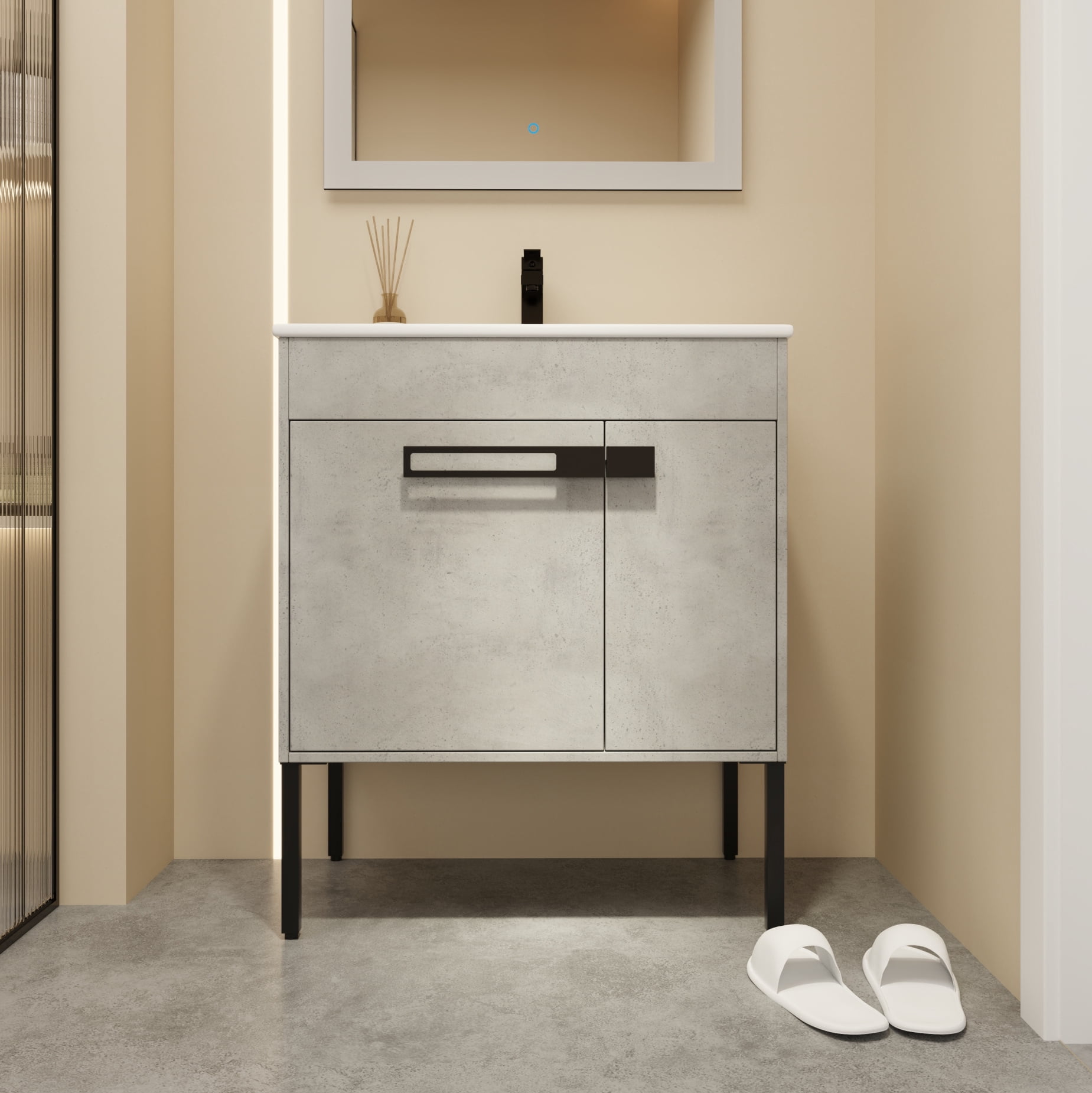 30 Inch Modern Bathroom Vanity Set with Embedded Ceramic Single Sink ...