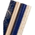 30 Inch Navy Wrapping Paper - Jumbo Roll Gold and Print with Cut Lines ...