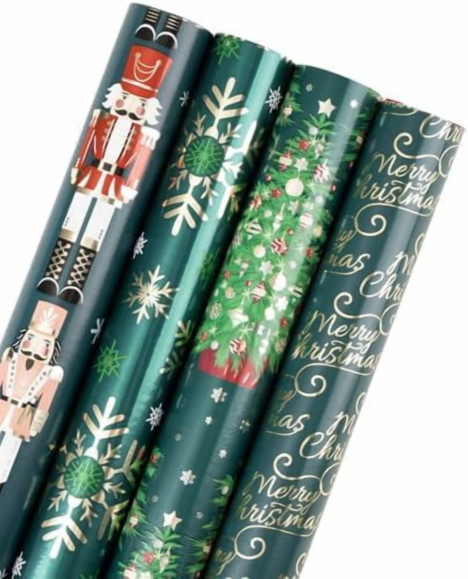 30 Inch Nutcracker Christmas Wrapping Paper Roll - Jumbo Roll Green ...