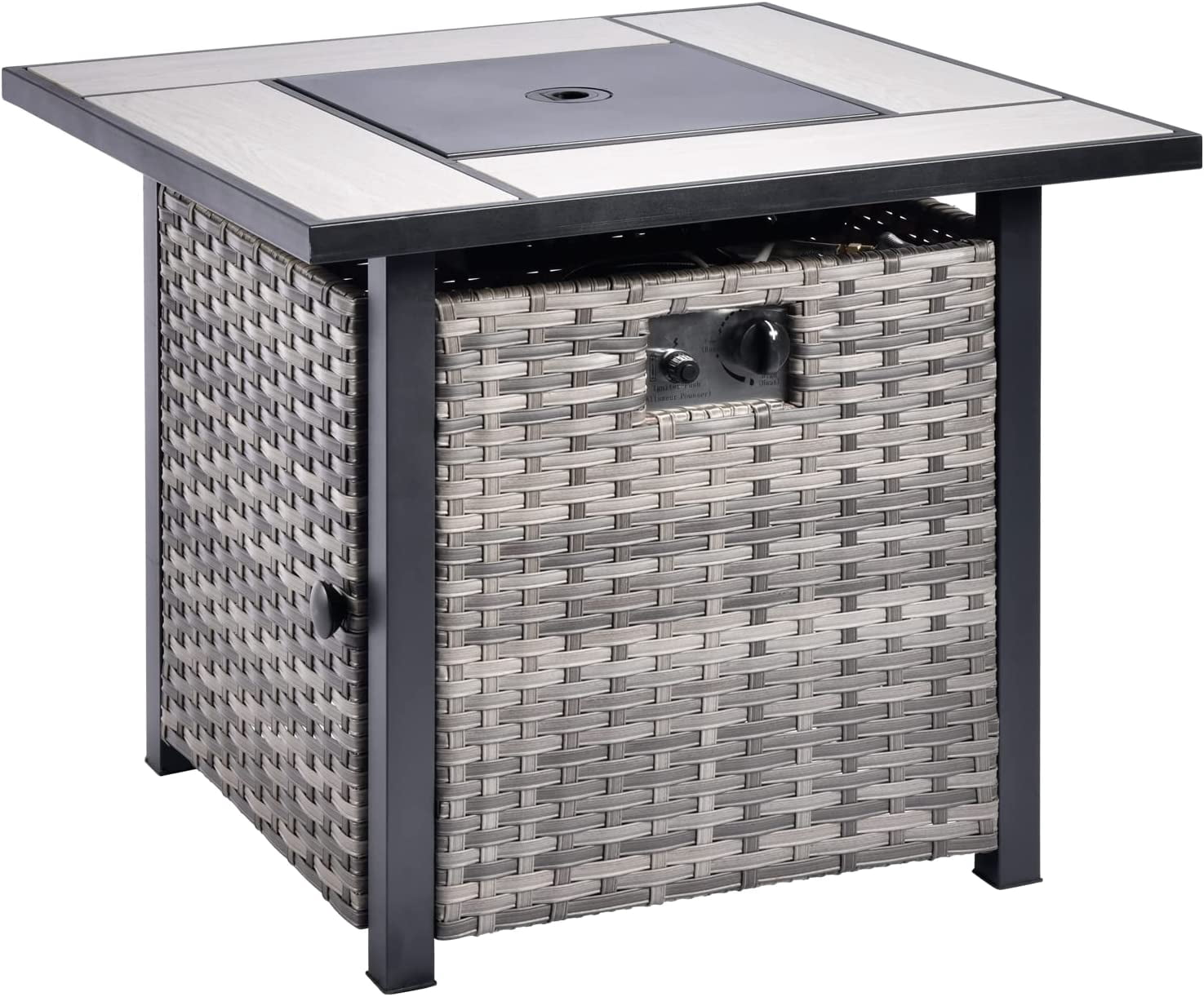 30 Inch Outdoor Fire Pit Table 50,000 BTU Square Propane Firepits with ...