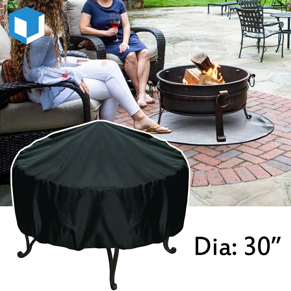 30 Inch Outdoor Patio Round Fire Pit Cover Waterproof Bbq Grill Sun Uv ...