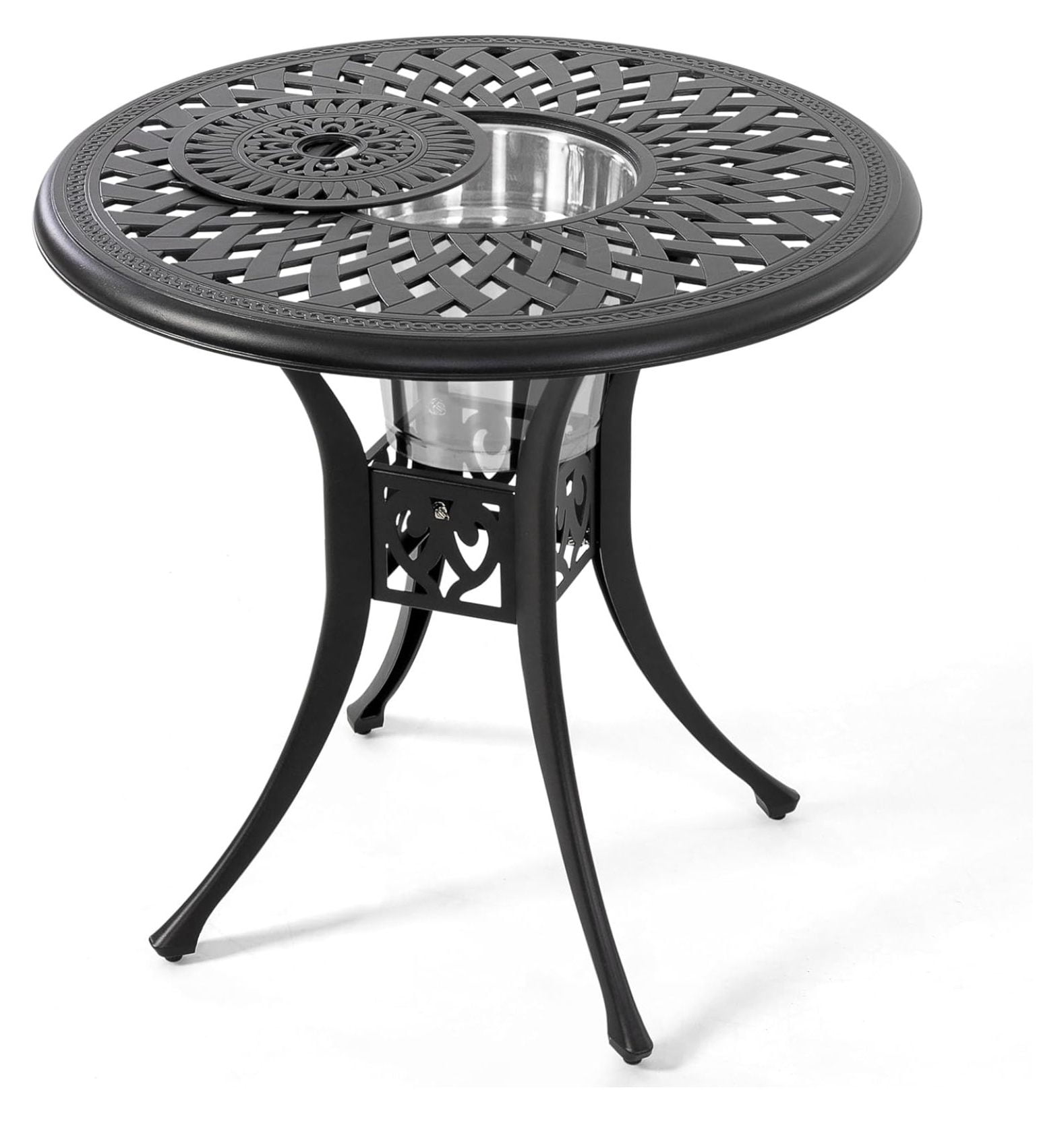 30 Inch Patio Dining Table, Cast Aluminum Round Outdoor Table with ...