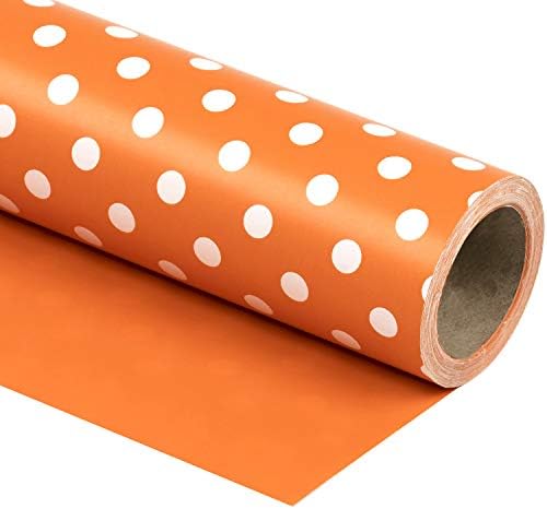 30 Inch Reversible Orange Wrapping Paper - Jumbo Roll Orange and Polka ...