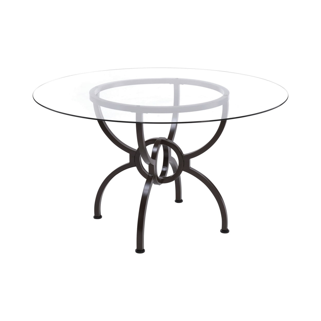 Saltoro Sherpi 30 Inch Round Dining Table, Clear Glass Top, Interlocked ...