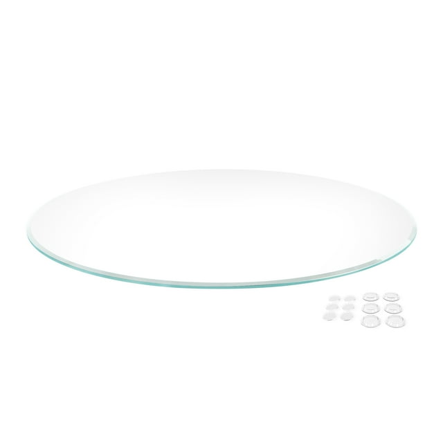 30 Inch Round Glass Table Top with Beveled Edge, Low Iron Tempered ...